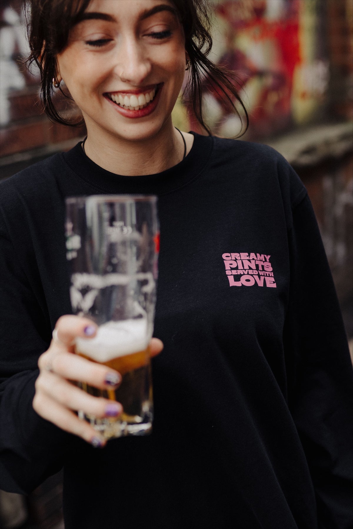 Creamy Pints Heather Black Long sleeve Tee | Ulster Sports Club